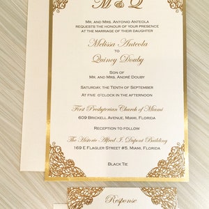 Wedding Invitations Elegant Gold Border Wedding Invitations . Custom ...