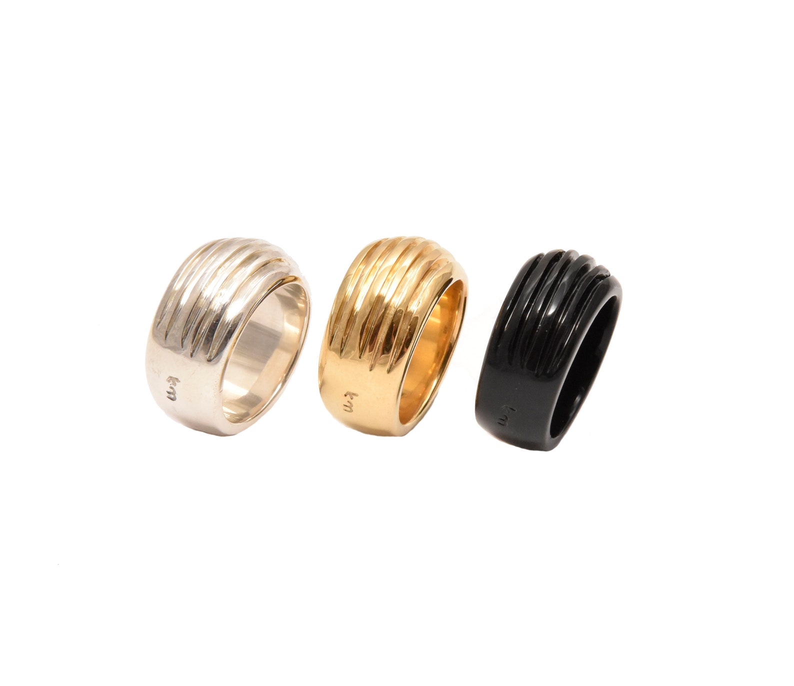 Handgrafted Line Ring | Chunky Silver Rings | Band Women Ring "linear ...
