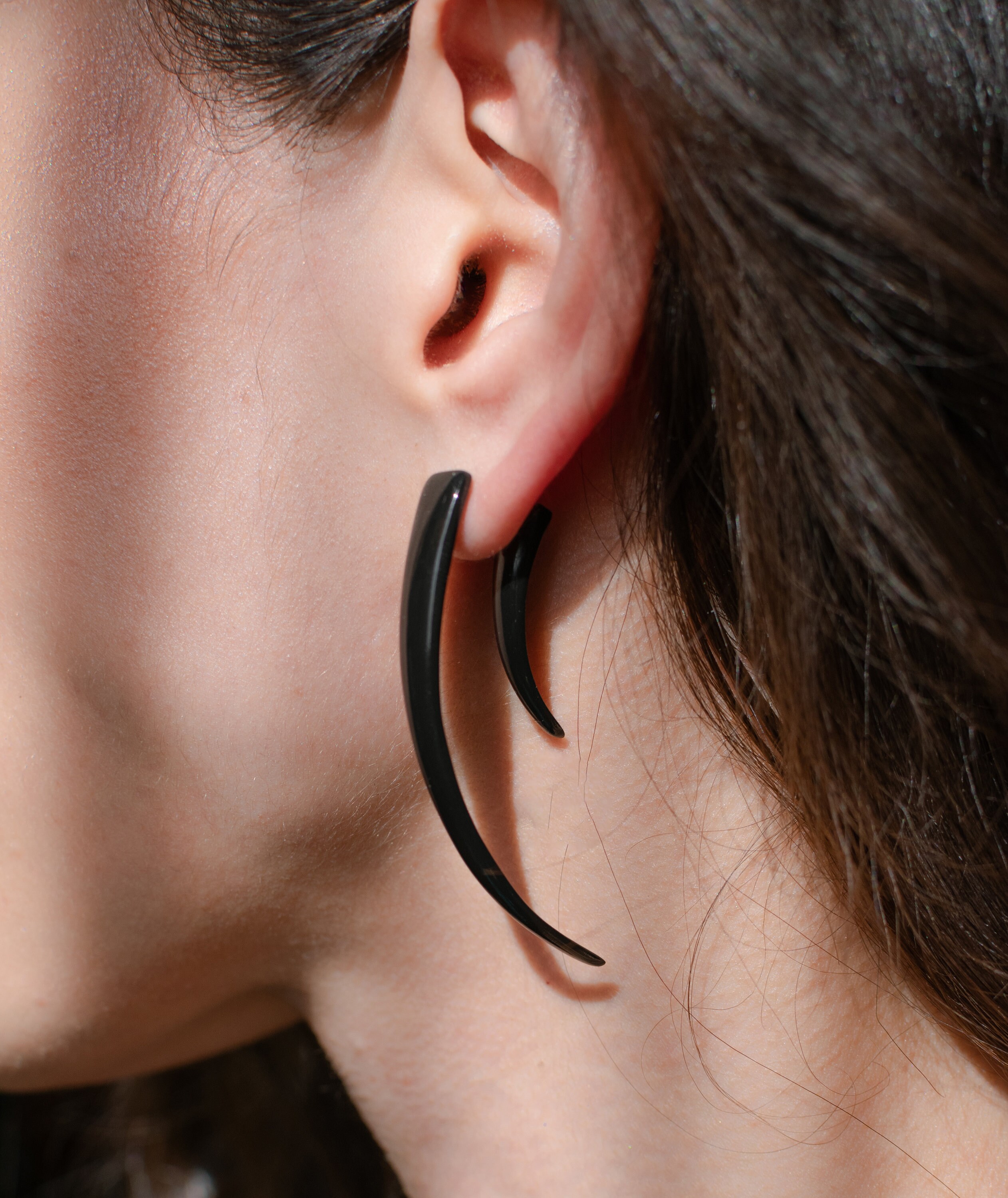 Double Sided Sterling Silver Curved Bar Earrings: Modern Stud - Etsy