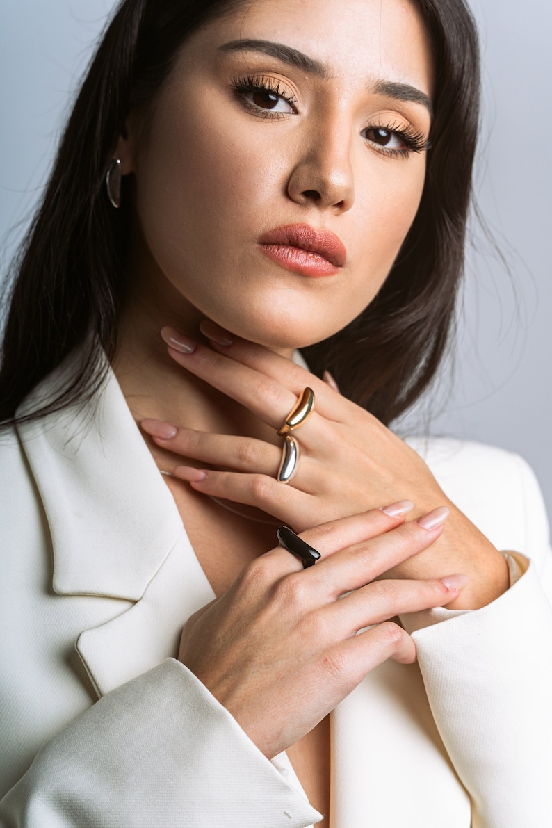 Silver Dome Ring Bar Ring Curved Ring tranquil - Etsy