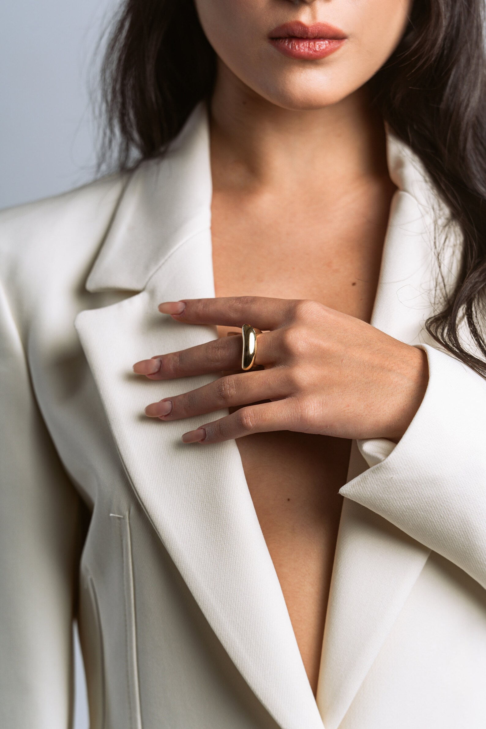 Silver Dome Ring Bar Ring Curved Ring tranquil - Etsy