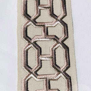Geometric Embroidery Fabric Trim for Curtains,2.7"width Green Beige ...