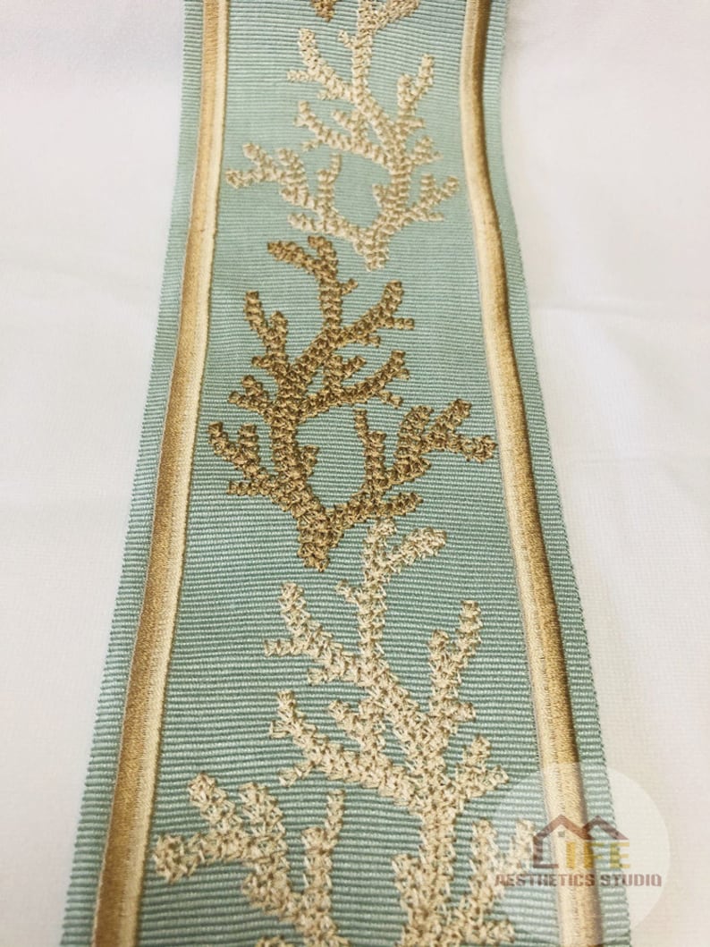 3.5" Width Coral Embroidered Trim Tape, Upholstery Tape for Homedecor ...