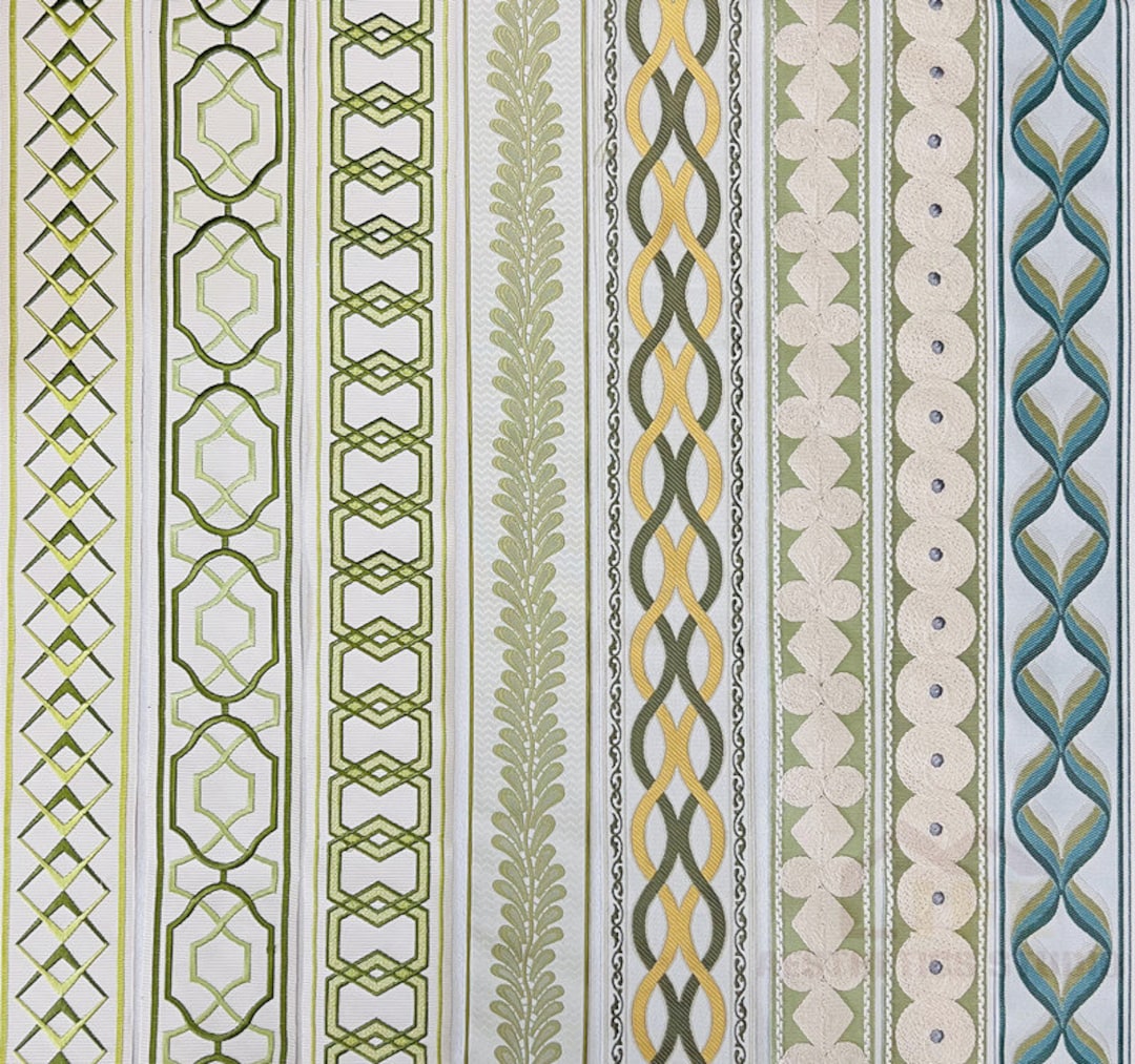 Green Geometric Curtain Trim,upholstery Ribbon Trim,drapery Trim Tape ...