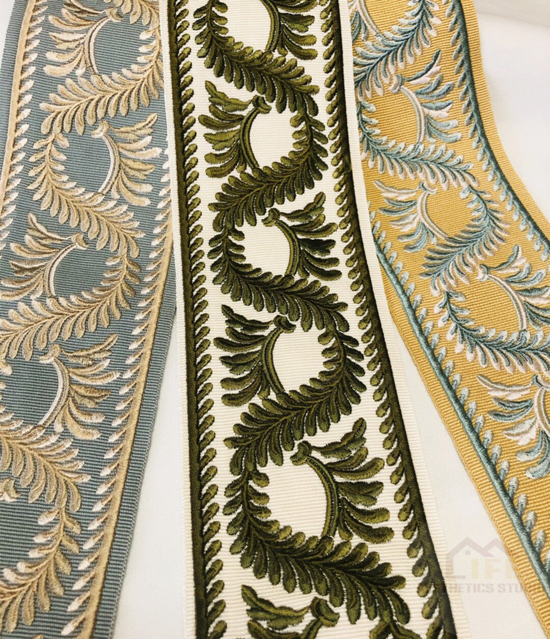 Retro Upholstery Trim , 3.5“embroidered Trim, Drapery Trim by the Yard ...