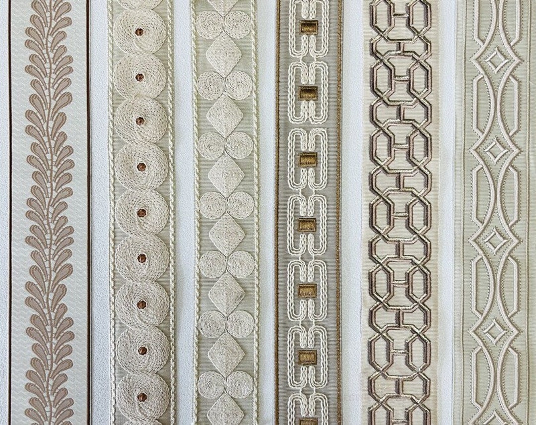 Beige Neutral Colour Collection Curtain Trim Jacquard Trim Embroidery ...