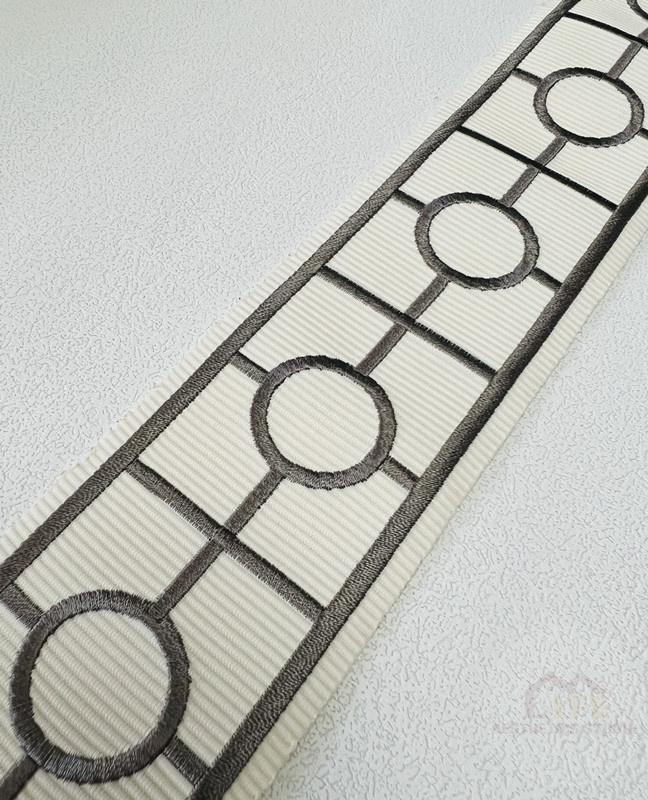 Gray Geometric Embroidery Curtain Trim, Pillow Border, Sold by the Yard ...