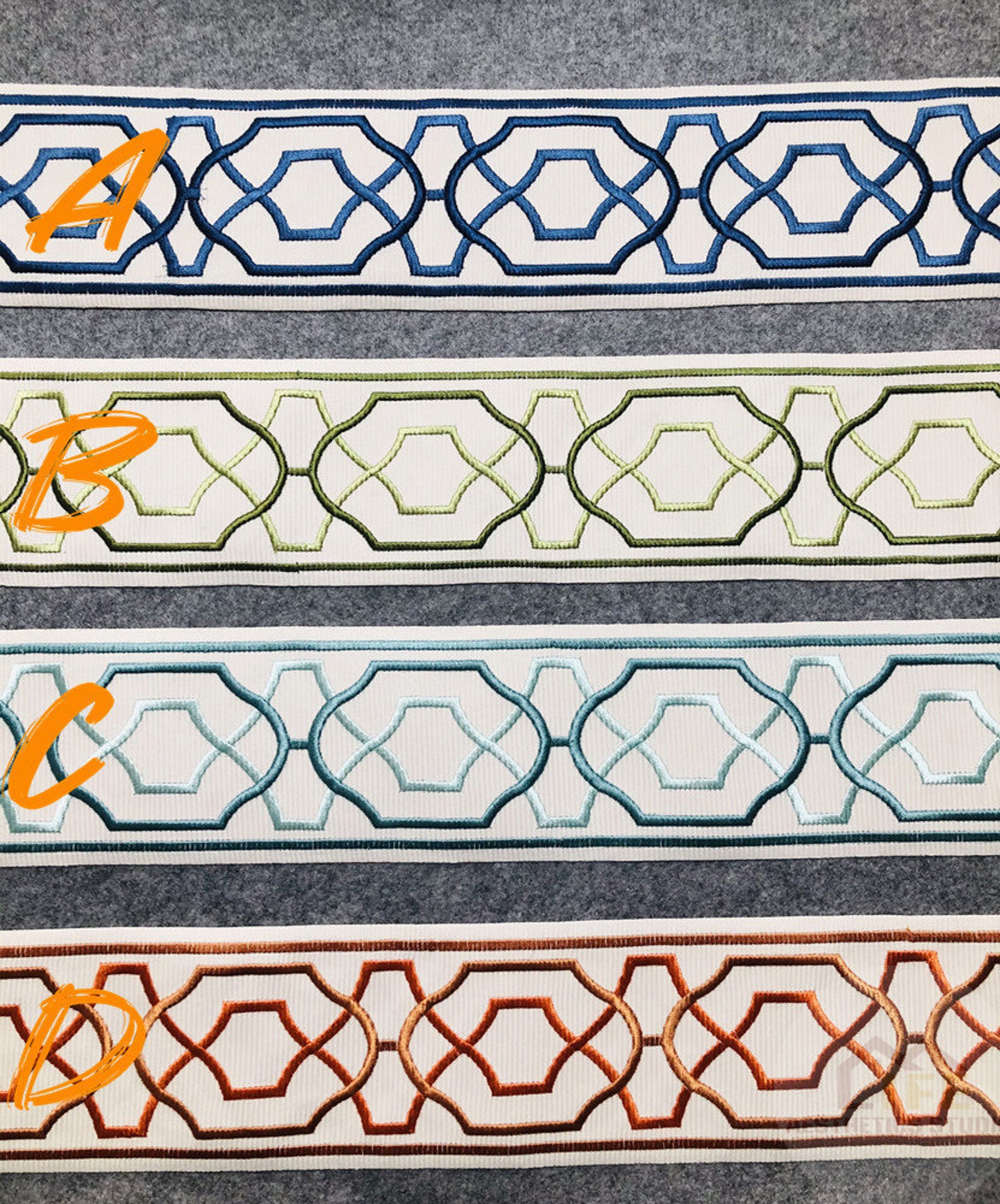 Geometric Drapery Trim Embroidery Trim Tape3.3curtain - Etsy