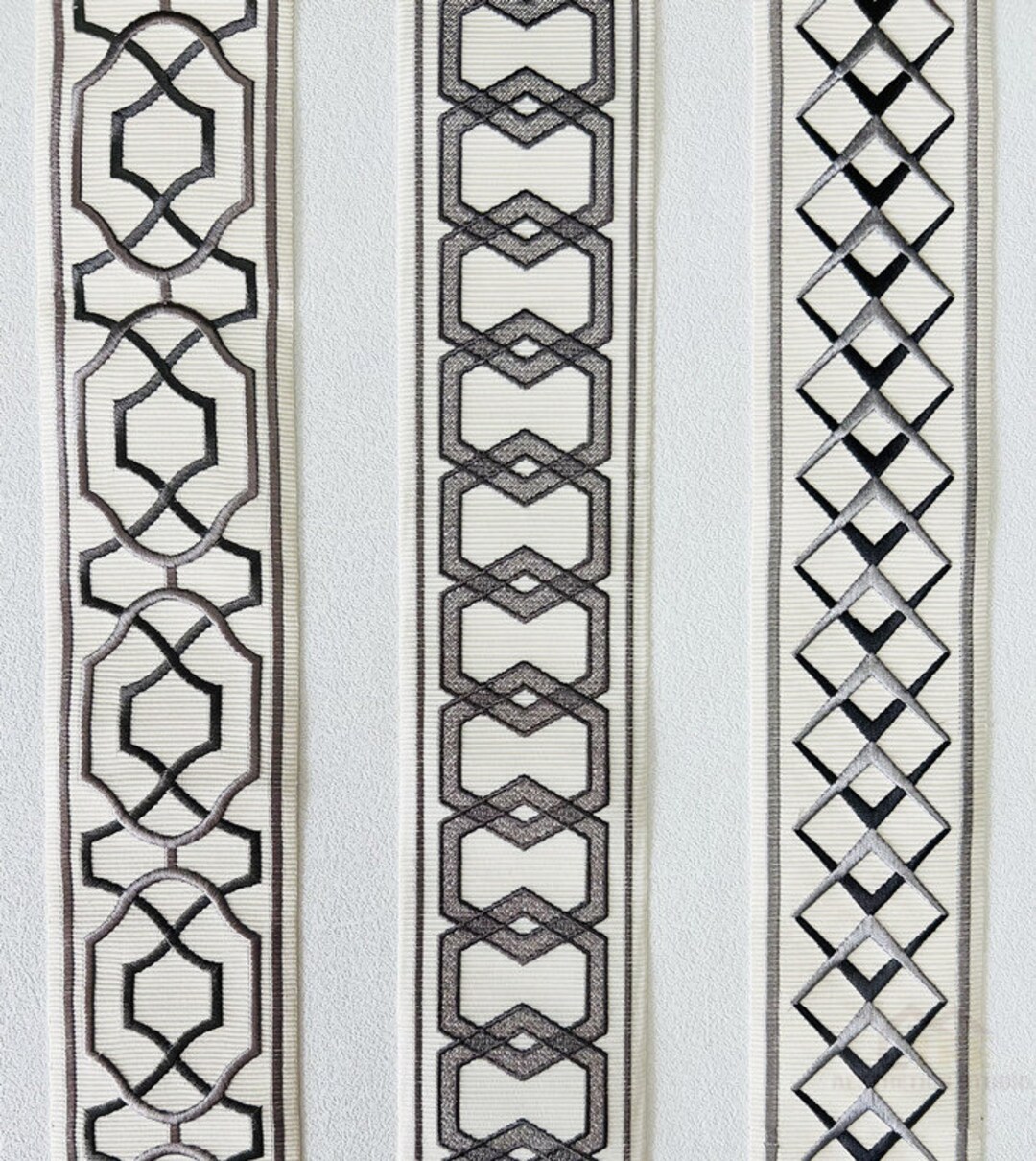 Gray Geometric Curtain Border Trim, Drapery Trim Tape ,sold by the Yard ...