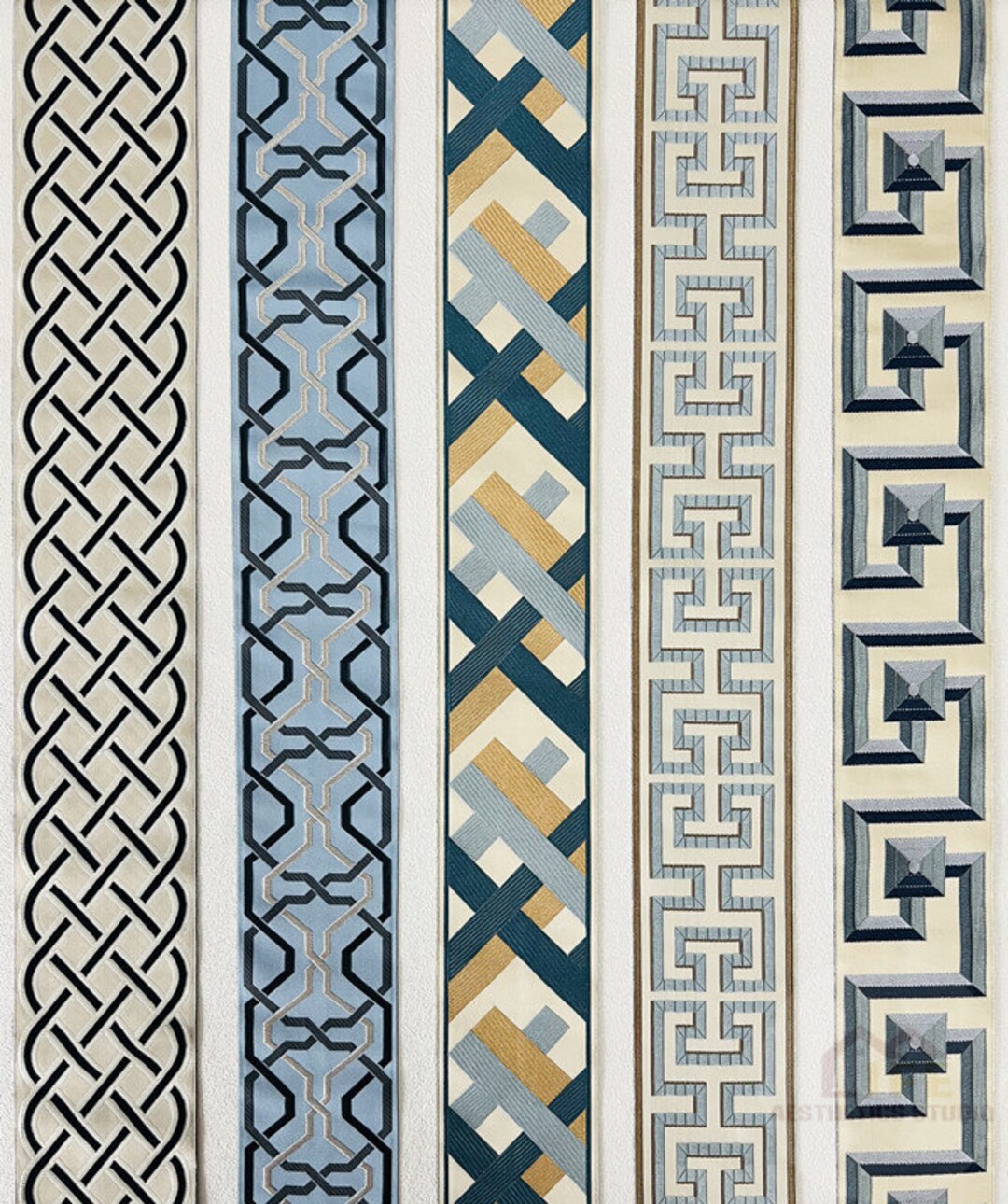 Blue Collection Imitated Silk Curtain Trim by the Yard, Jacquard Border ...