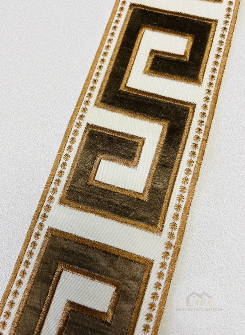 Chocolate/tan Collection Curtain Trim ,decorative Fabric Border, Sold ...
