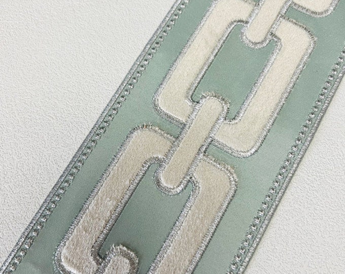 4 Yards Green Velvet Curtain Border 3.5" Trim for Curtains Greek Key ...