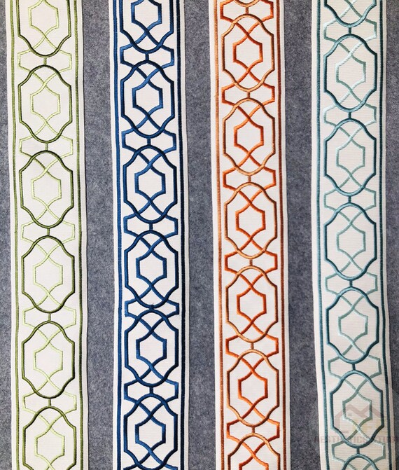 Geometric Drapery Trim Embroidery Trim Tape3.3curtain - Etsy