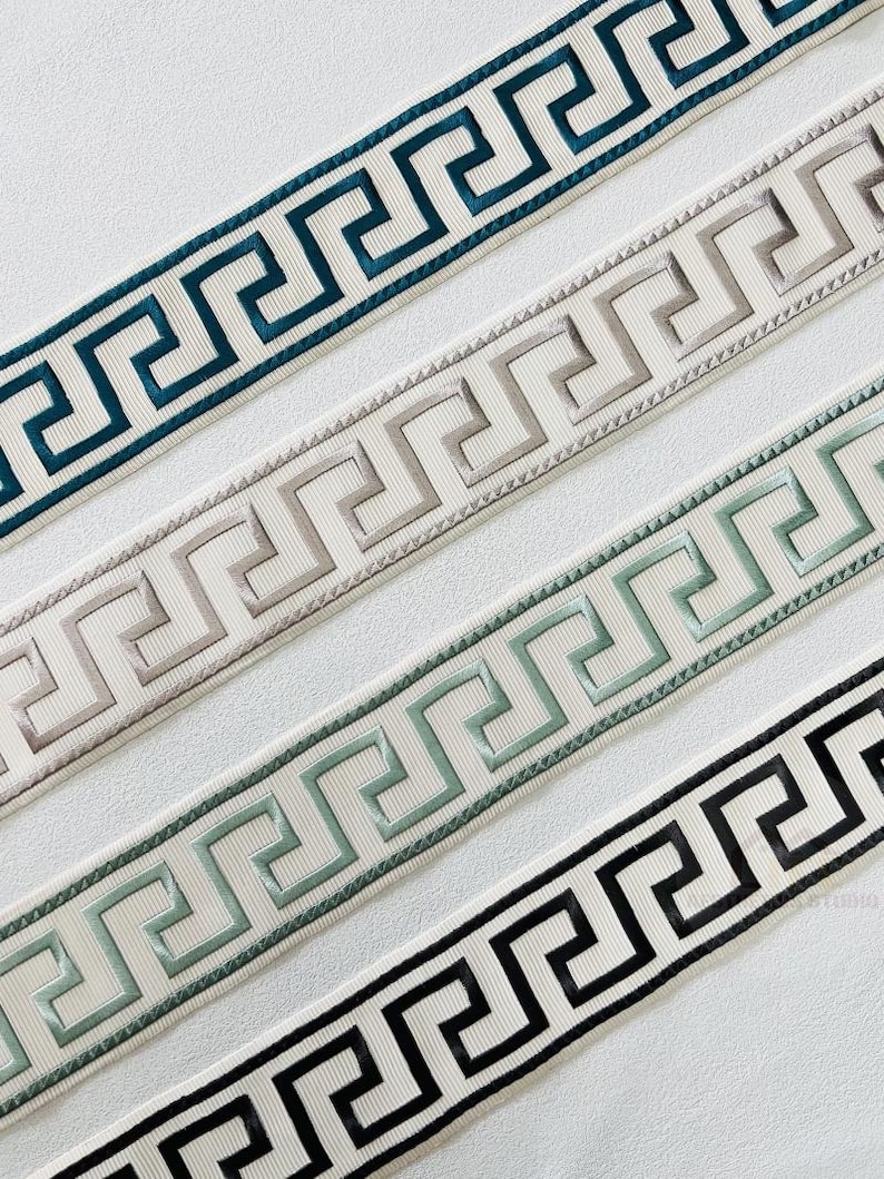 3"width Greek Key Embroidery Trim Tape, Curtain Border Sold by the Yard ...