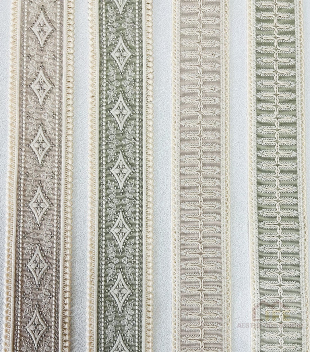2.3"6cm Cotton Linen Trim Tape,beige Light Green Neutral Trim for ...