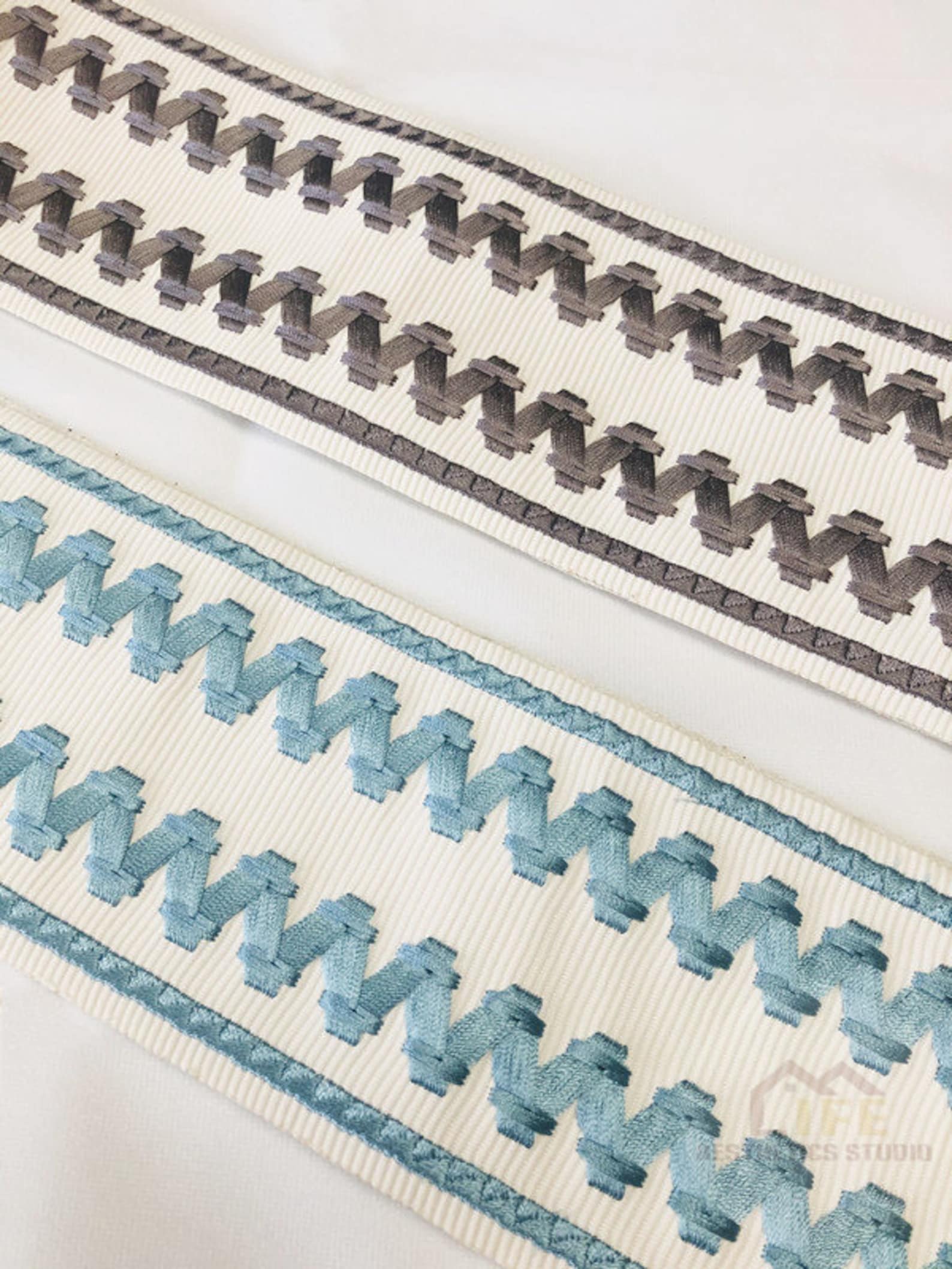 3.5embroidery Trim Tape,light Blue Curtain Trim,fabric Trim for ...