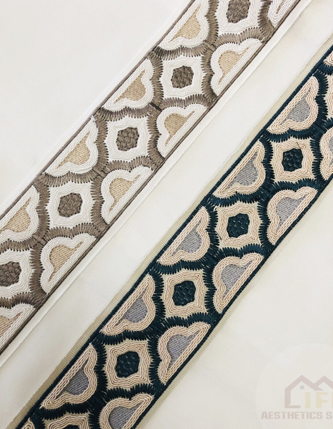 Boho Cotton Linen Drapery Trim,2.9 Rope Embroidery, Fabric Trim for ...