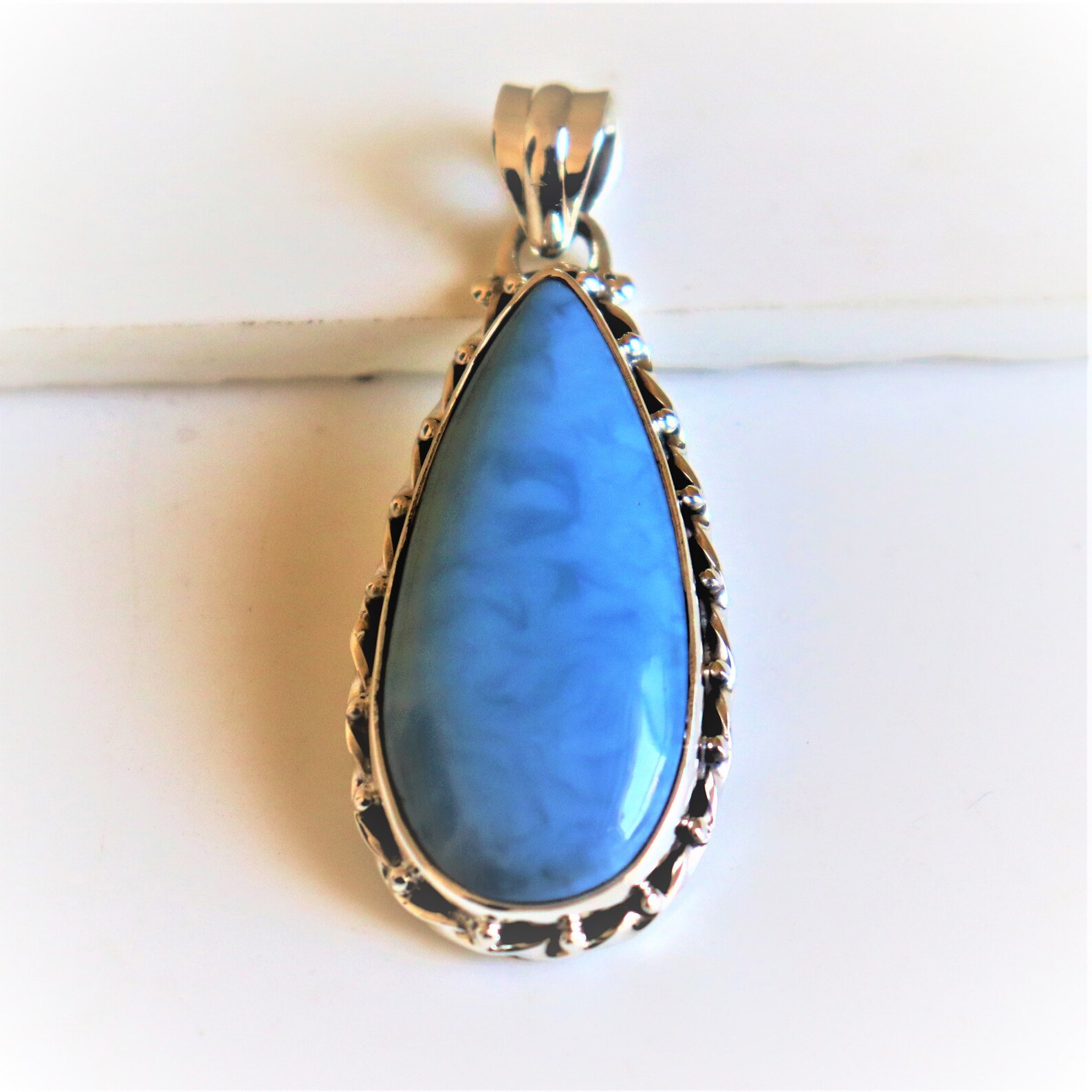 Blue Opal Pendant 925 Sterling Silver Blue Stone - Etsy Blue Opal Pendant 925 Sterling Silver Blue Stone - Etsy