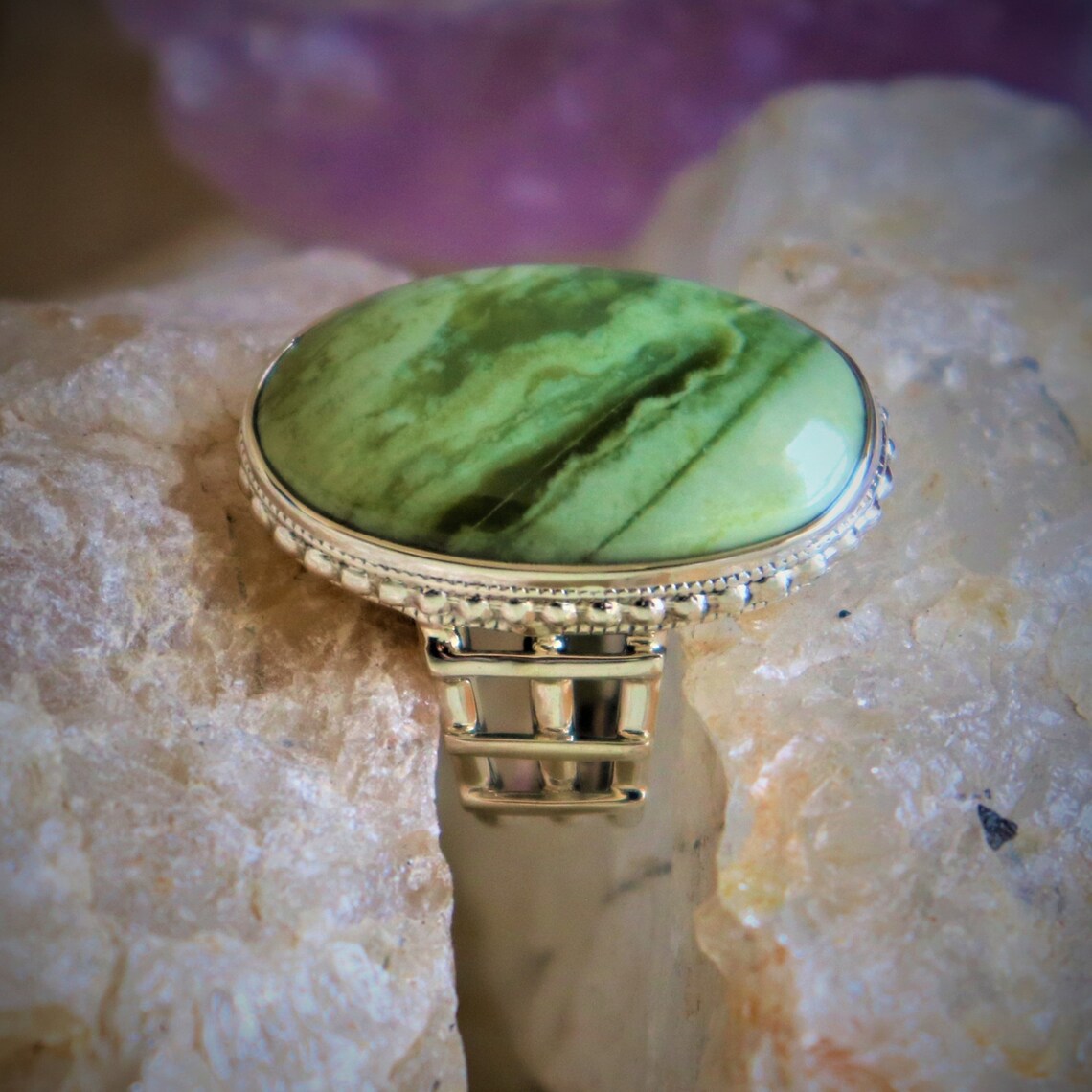 Serpentine Ring 925 Sterling Silver Ring Natural Genuine | Etsy