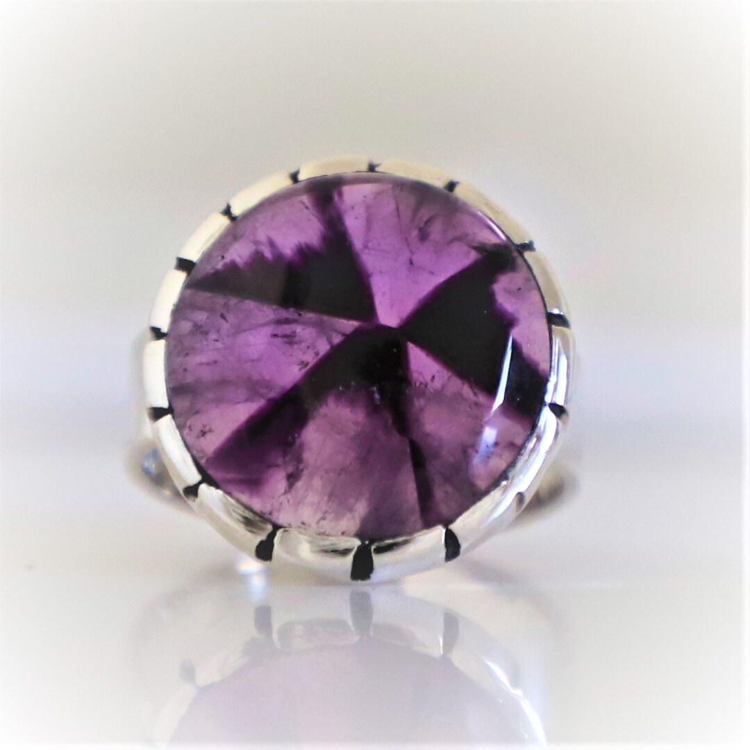Extremely Rare Star Trapiche Amethyst Cabochon Ring, Handmade Jewelry ...