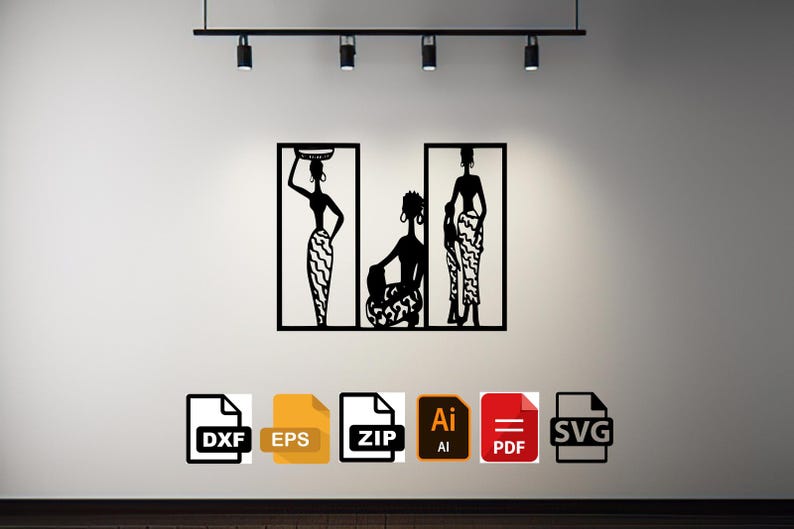 African Woman Wall Art Svg,dxf, EPS,AI and PDF Files.plasma Cut File ...