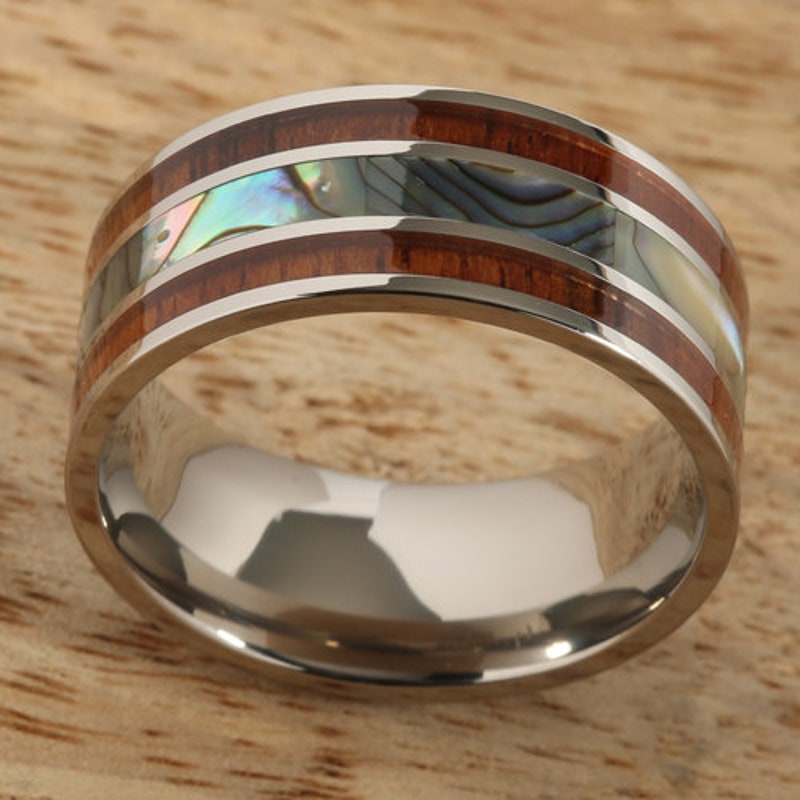 Titanium Wood Ring - Etsy