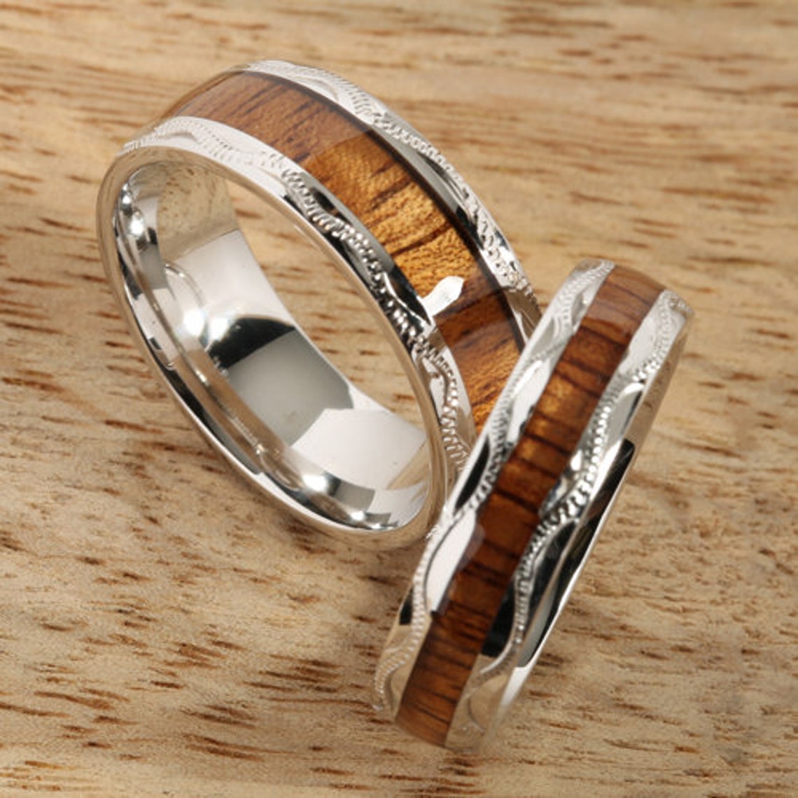 Sterling Silver Hawaiian Koa Wood Ring, Wedding Ring , Men Ring, Women ...