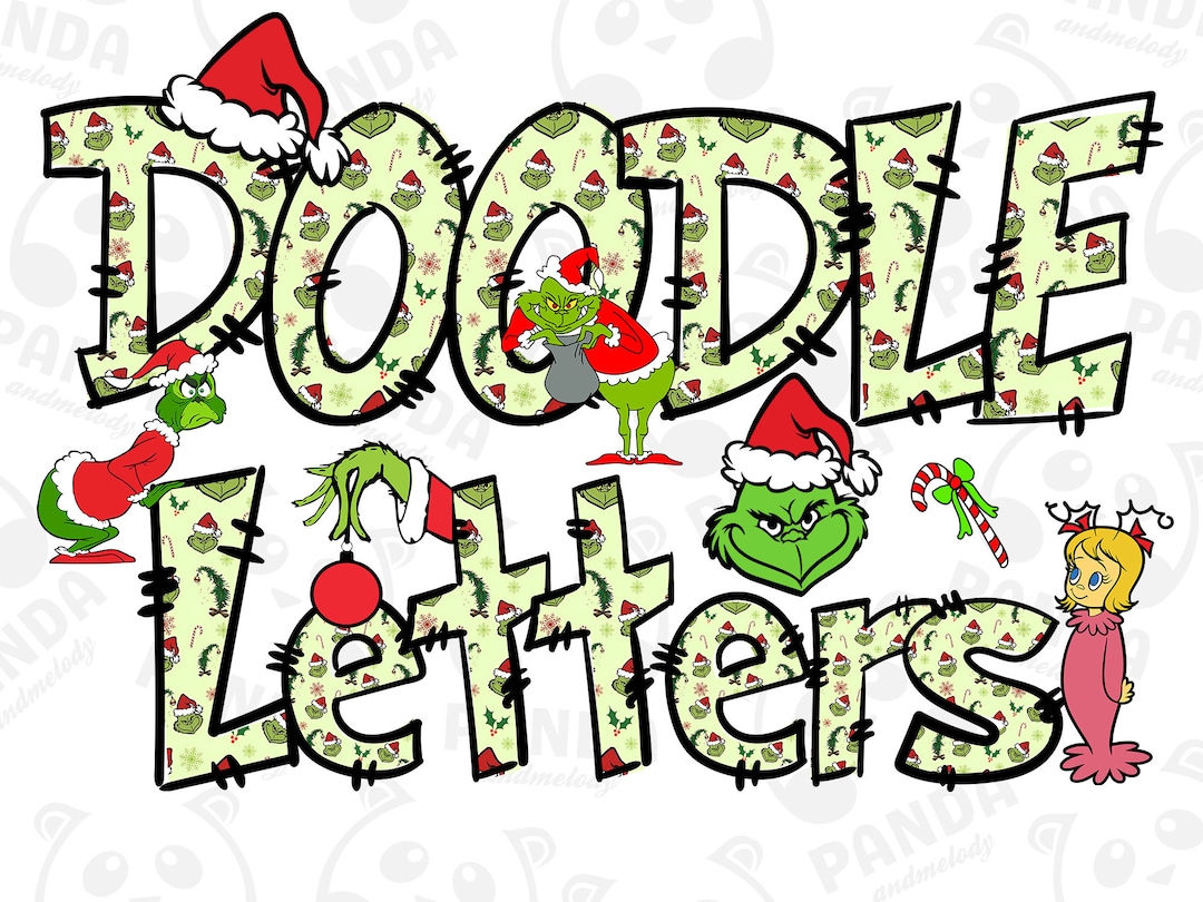 Christmas Doodle Letters and Clip Art & Numbers Uppercase - Etsy