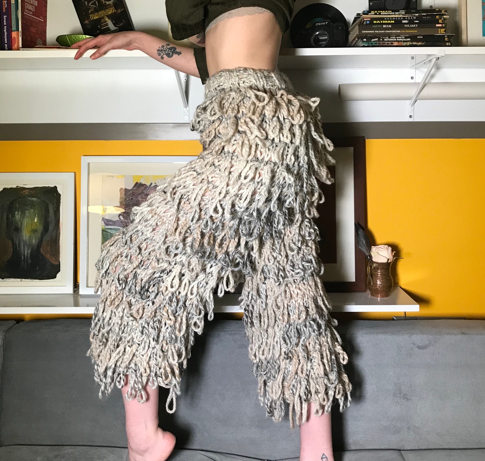 Hand Knit Pants, Fringe Pants, Handmade Pants, Chunky Pants, Shaggy ...