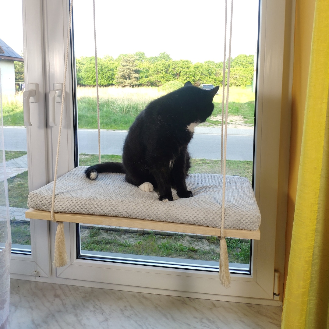 Window Fixing Floating Cat Bed Perch With Pillow Solid Cat - Etsy