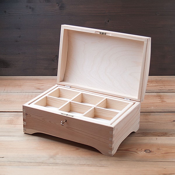 Unfinished Wood Box With Compartments - Etsy