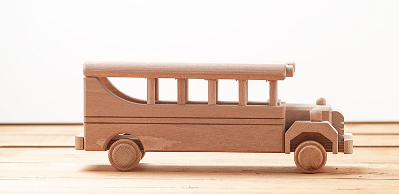 Wooden School Bus Toy, Waldorf Montessori Toy, Wooden Car Model With ...