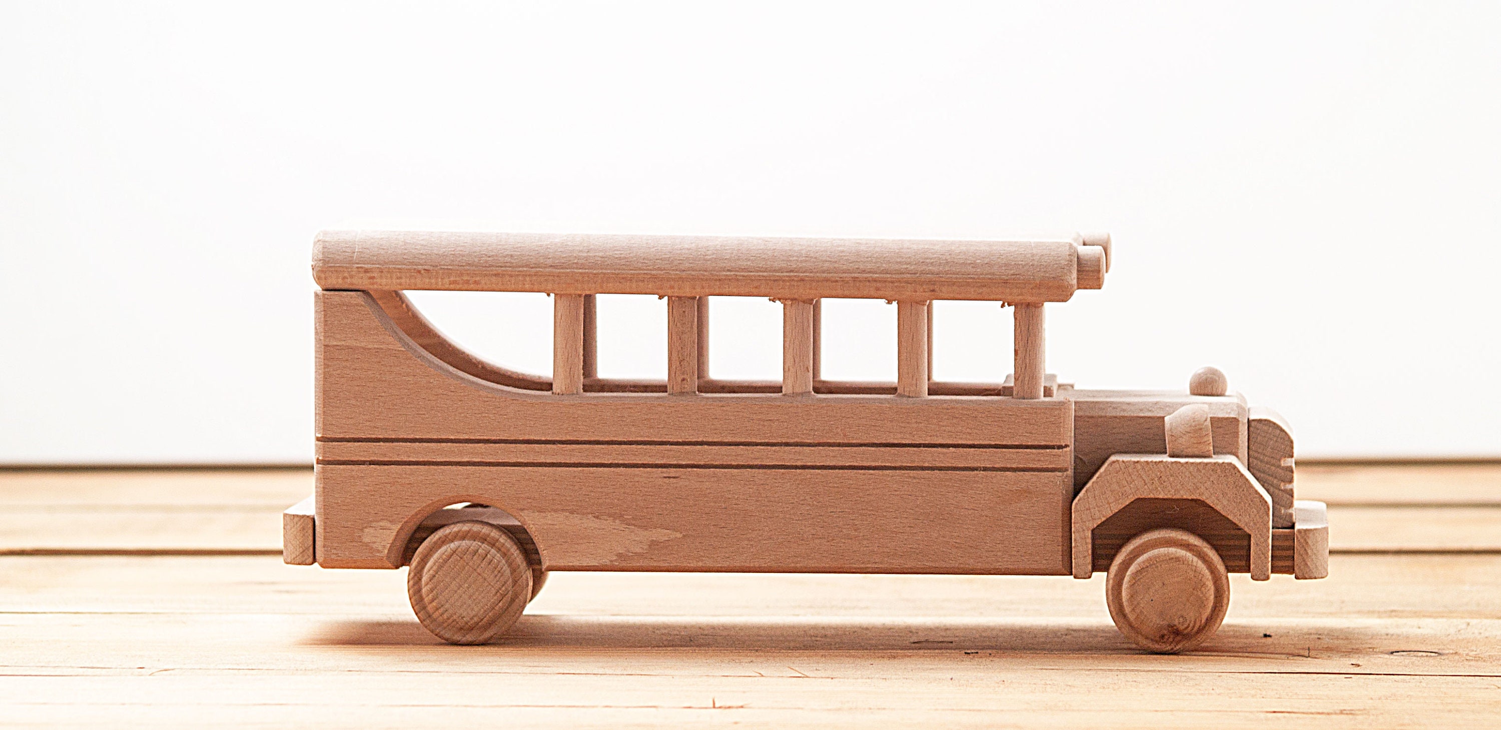 Wooden School Bus Toy, Waldorf Montessori Toy, Wooden Car Model With ...