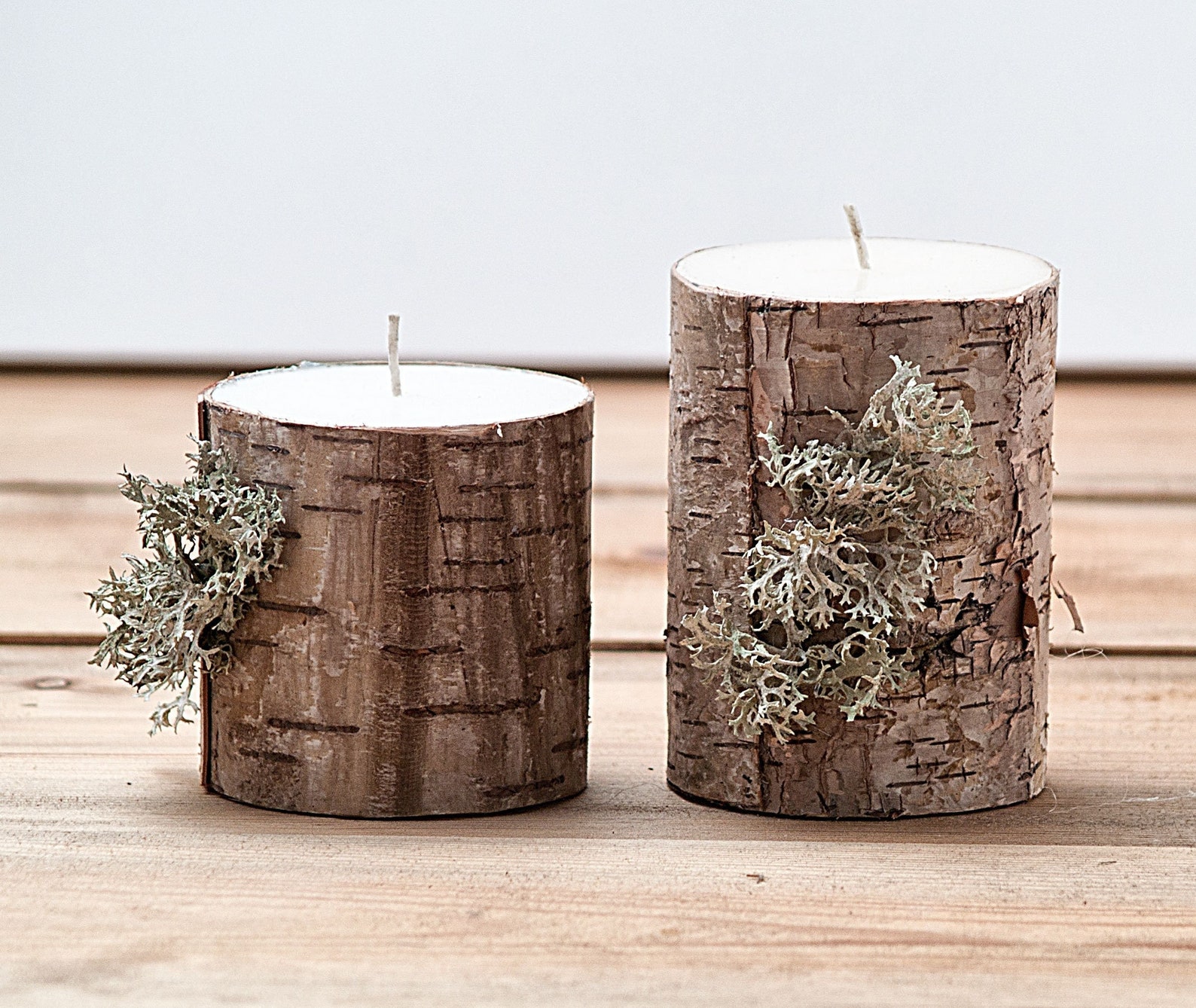 Birch Wood Branch Candle Set of 2, Rustic Wedding Birch Bark Unity ...