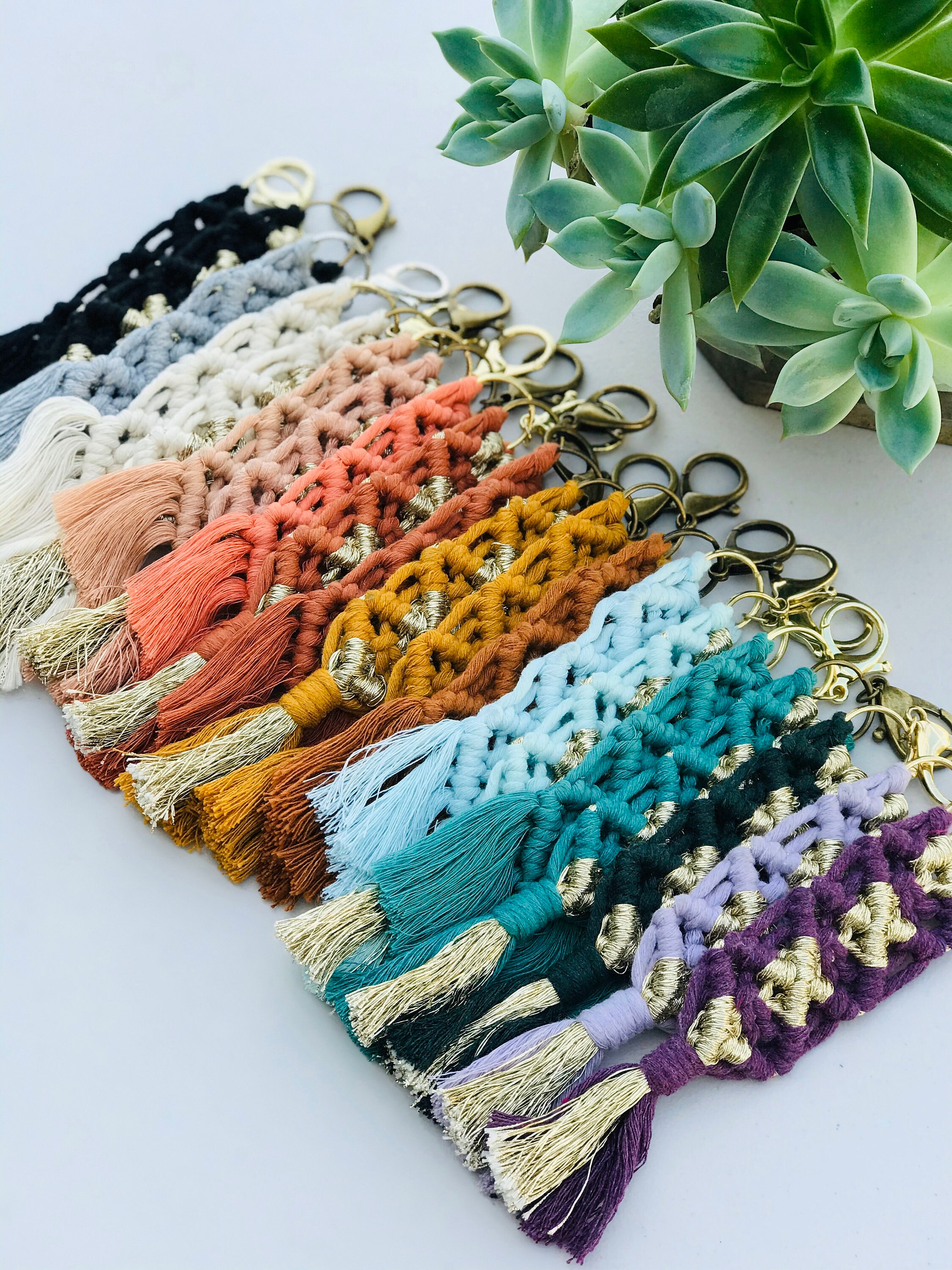 Macrame Keychain Handmade Modern Macrame Boho Rose Handbag | Etsy