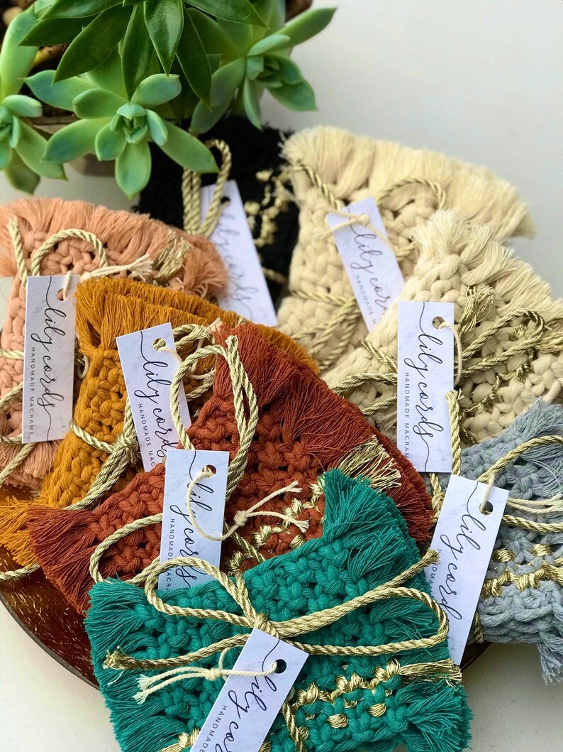 Macrame Coasters Handmade Modern Boho Square Cotton Macrame | Etsy