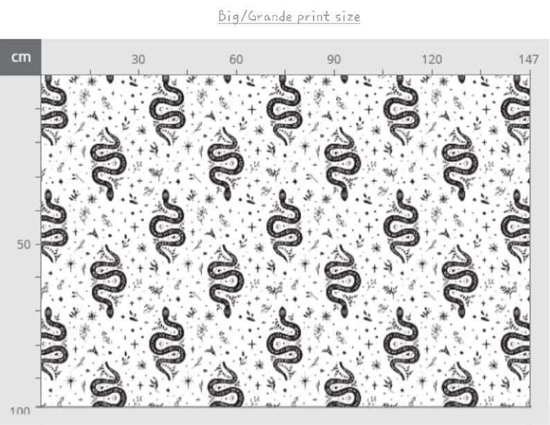 Mystical Black and White Snake Fabric , Soft Goth Fabric in Different ...
