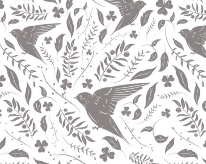 Falcon Fabric - Gyrfalcon by Nouveau Bohemian - Falcon Birds Gray Linen ...