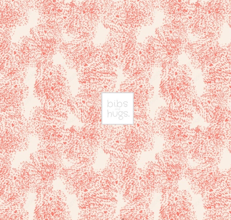 Abstract Cream and Red Distressed Fabric, Allover Patterned Fabric in ...