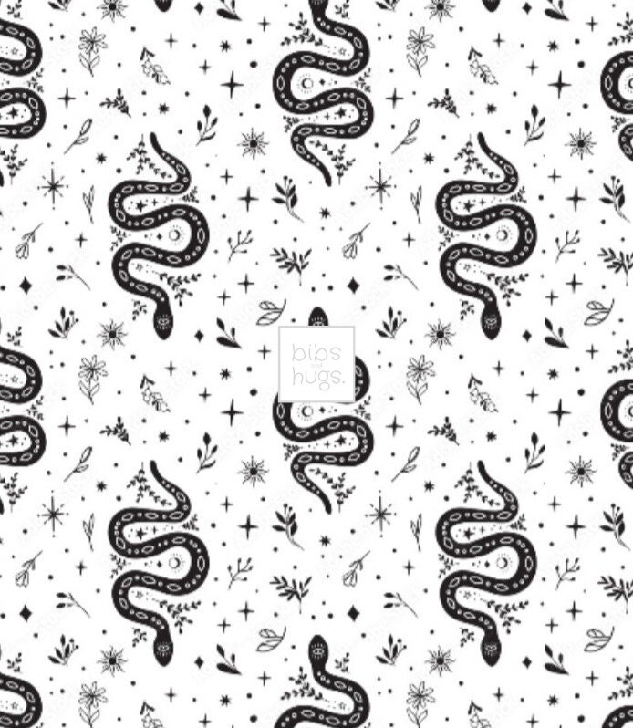 Mystical Black and White Snake Fabric , Soft Goth Fabric in Different ...