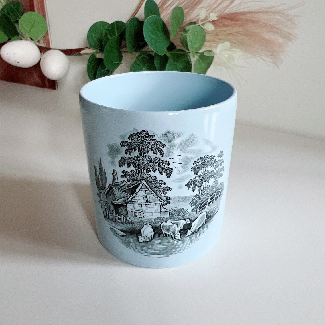 Copeland Spode England Antique Cup Vase With Cattle Farm Cabin Scene - Etsy