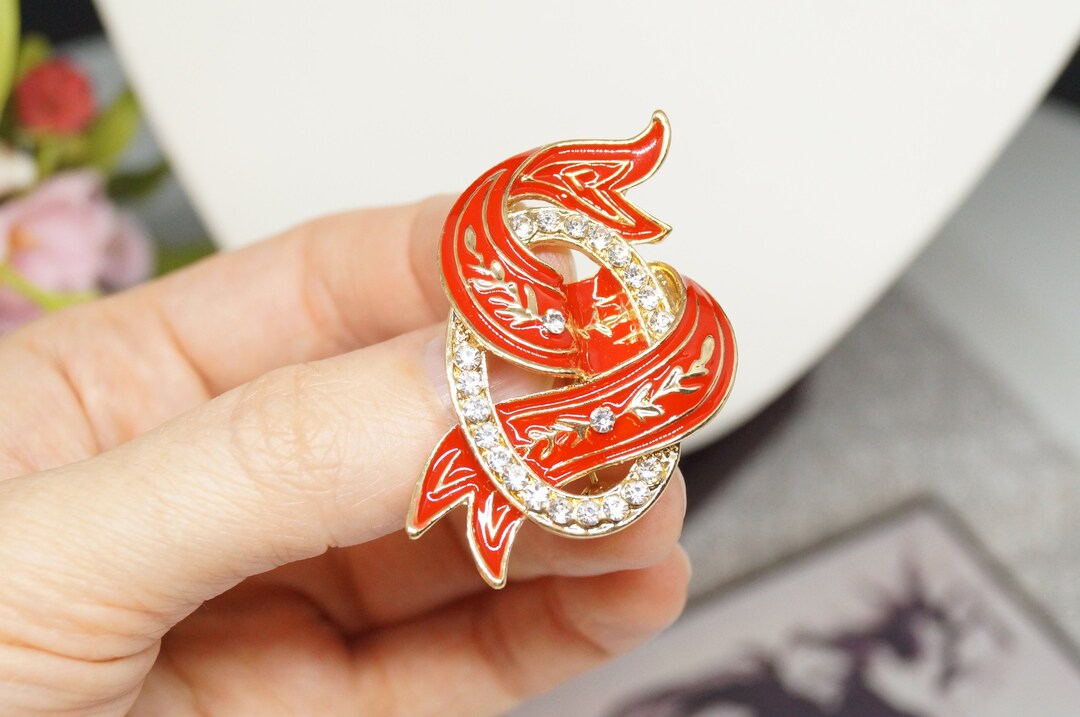 Broche inicial de cinta, broche de letra, pin de letra S, joyería del ...