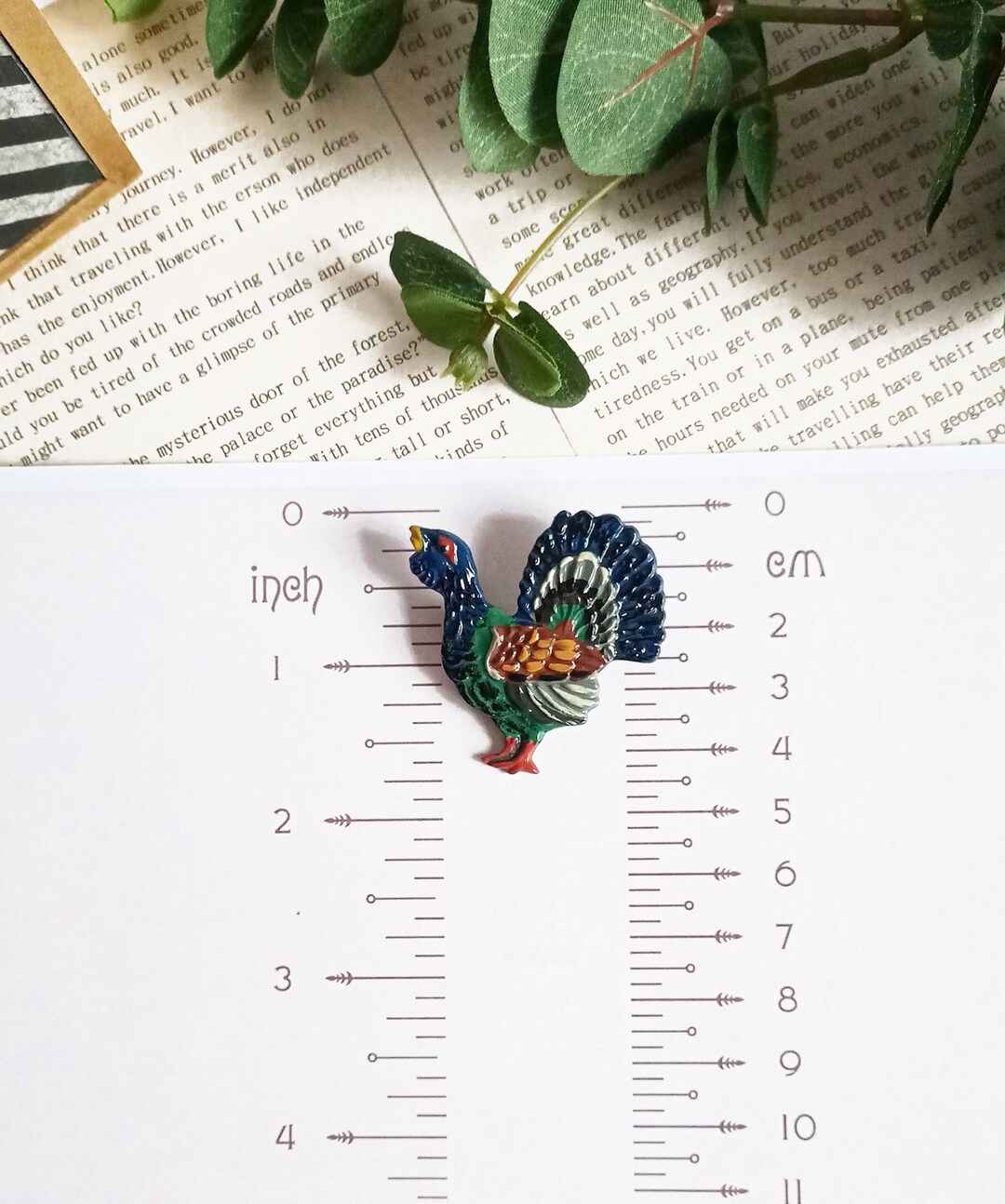 Vintage German Grouse Brooch: Hand-painted Wood & Pewter Pin - Etsy