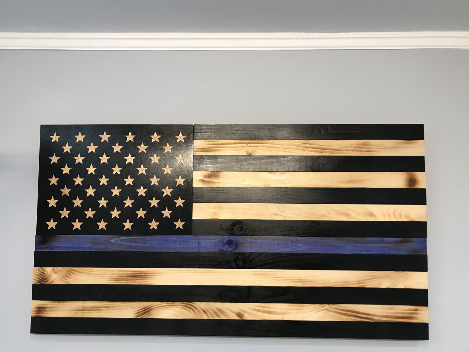 Thin Blue Line Wood Flag Police Blue Line Flag Wooden - Etsy