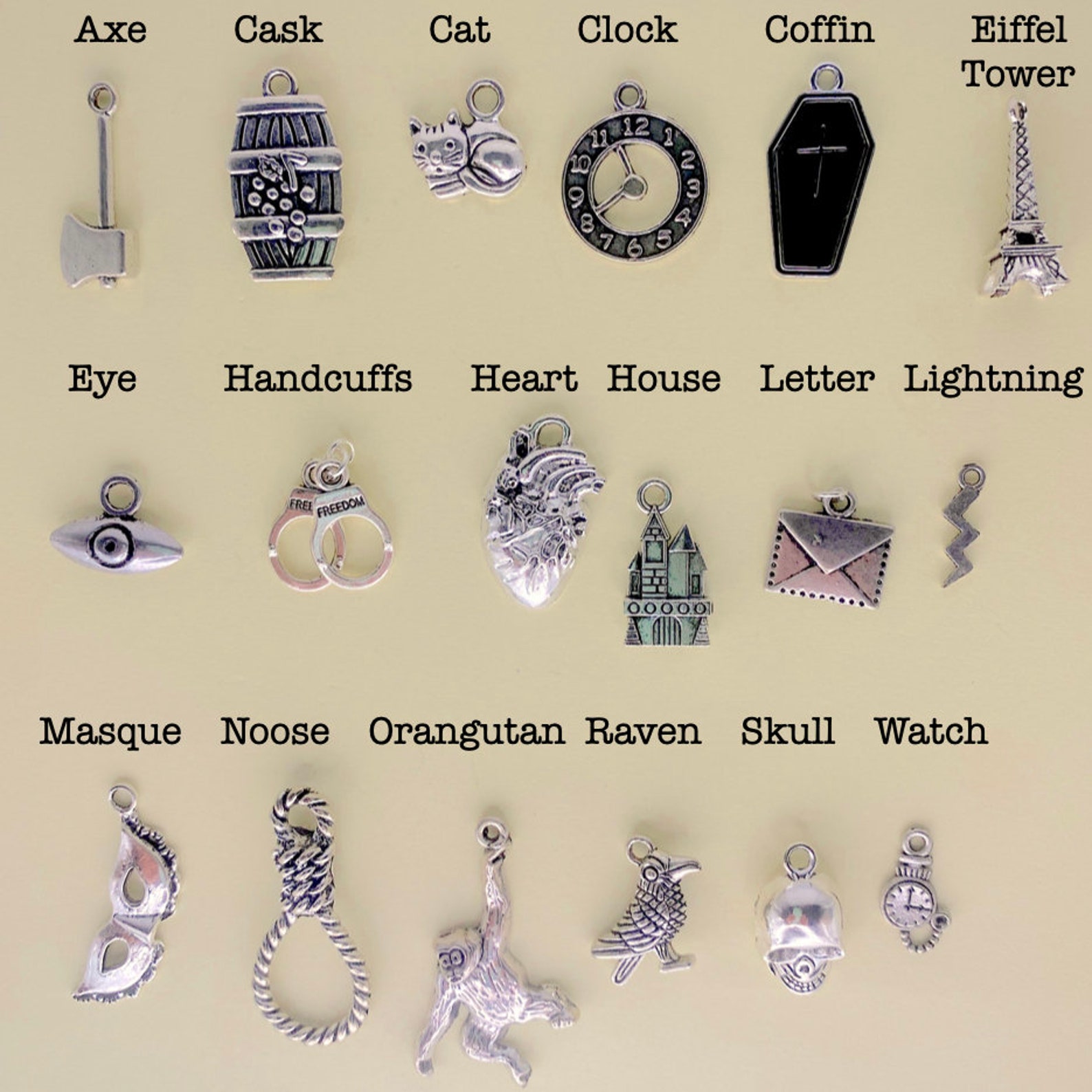 Edgar Allan Poe Charm Bracelet - More Charms Available - Etsy