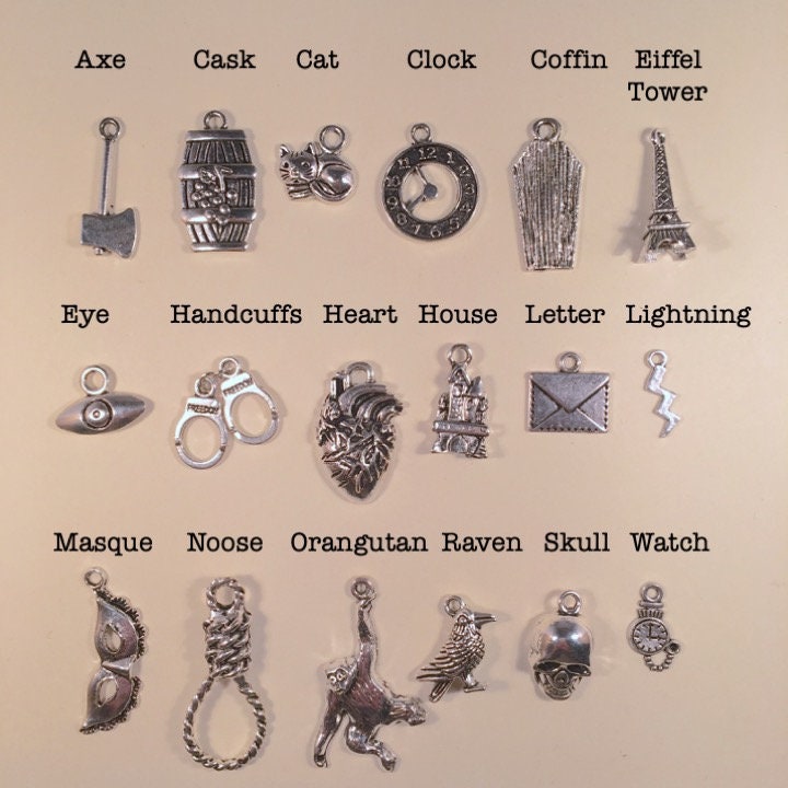 Edgar Allan Poe Charm Bracelet More Charms Available - Etsy
