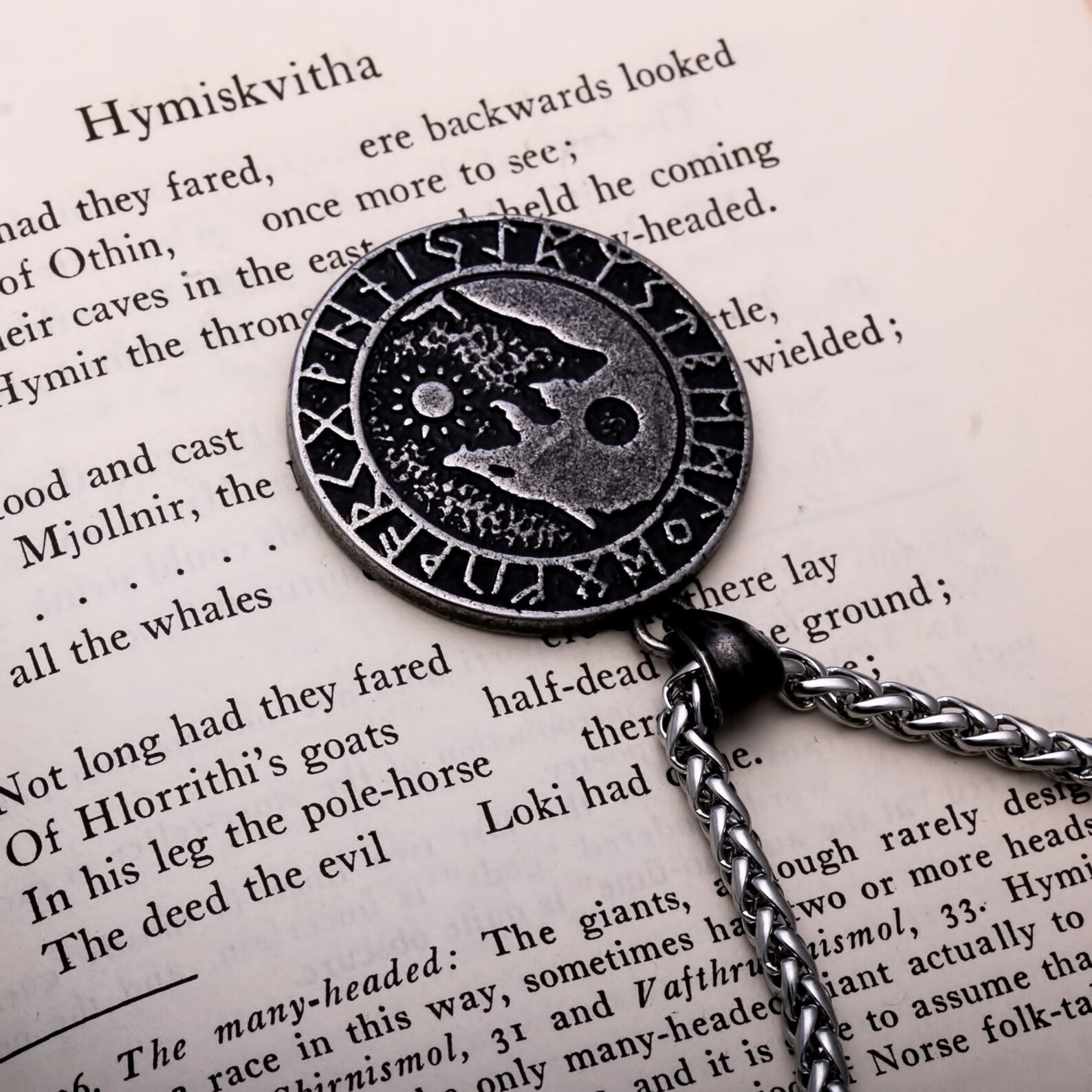 Viking Fenrir Wolf Rune Ancient Stainless Steel Pendant | Etsy