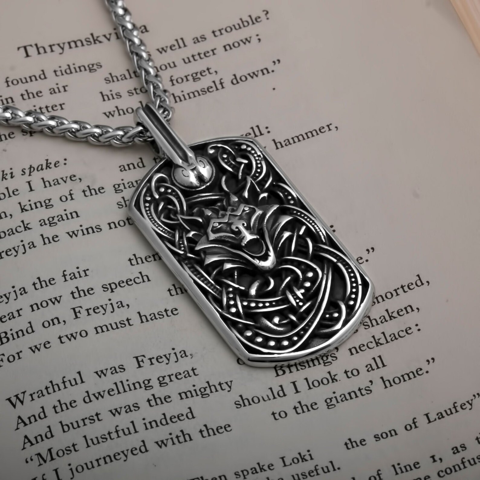 Viking Fenrir Wolf Talisman Stainless Steel Pendant Necklace | Etsy