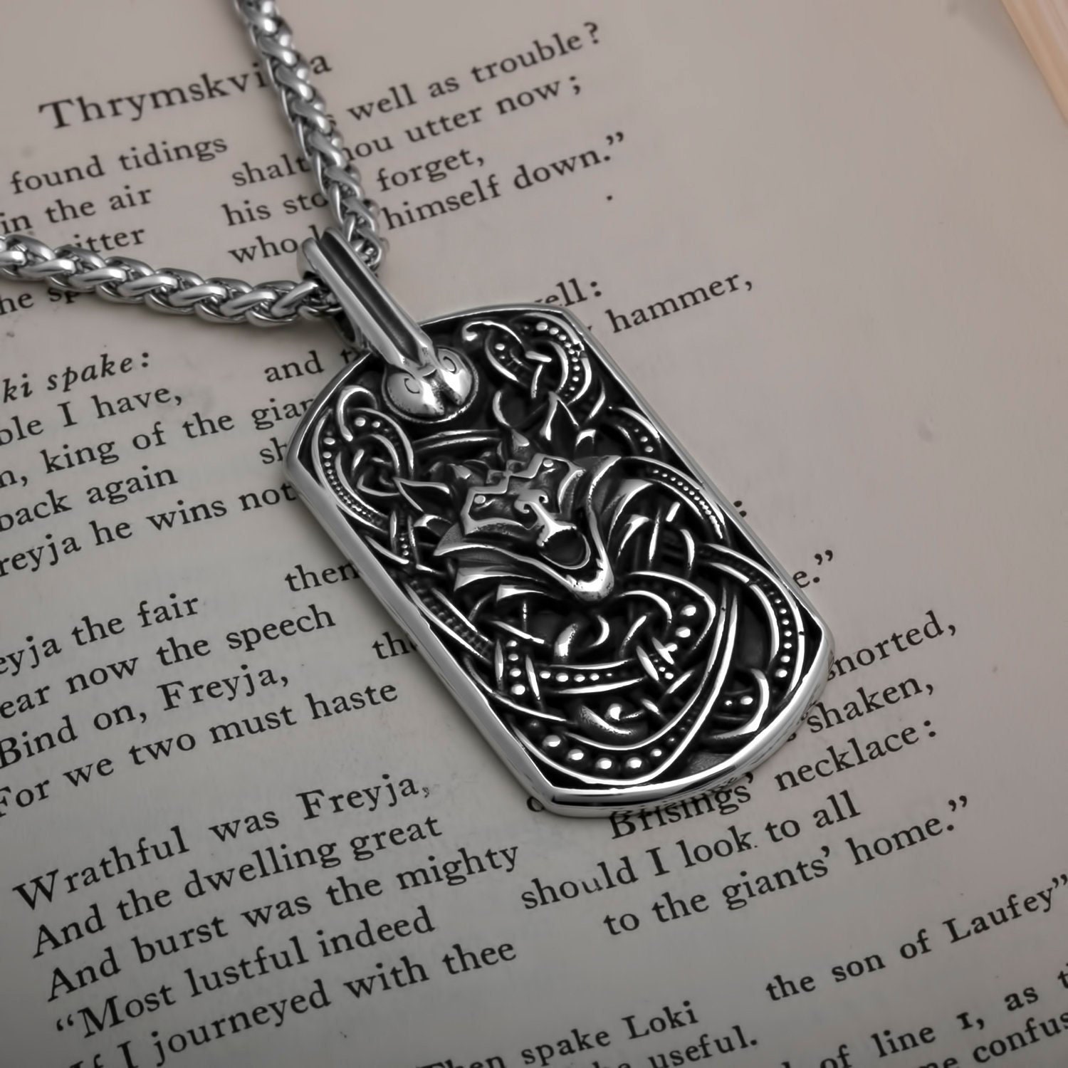 Viking Fenrir Wolf Talisman Stainless Steel Pendant Necklace | Etsy