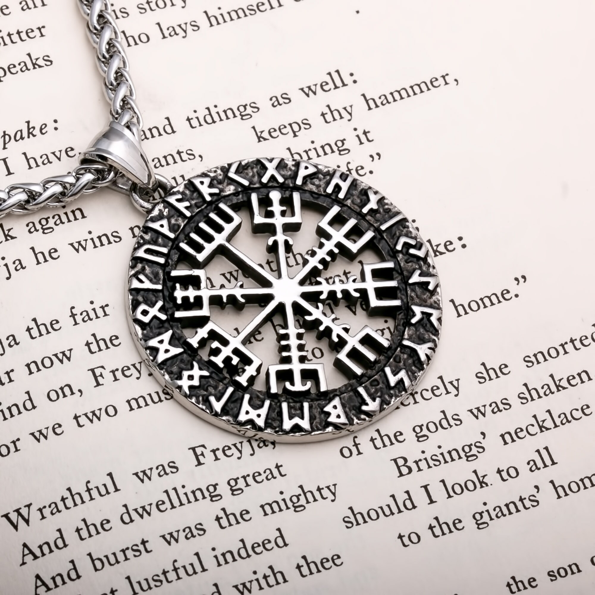 Viking Compass Vegvisir Rune Stainless Steel Pendant Necklace - Etsy
